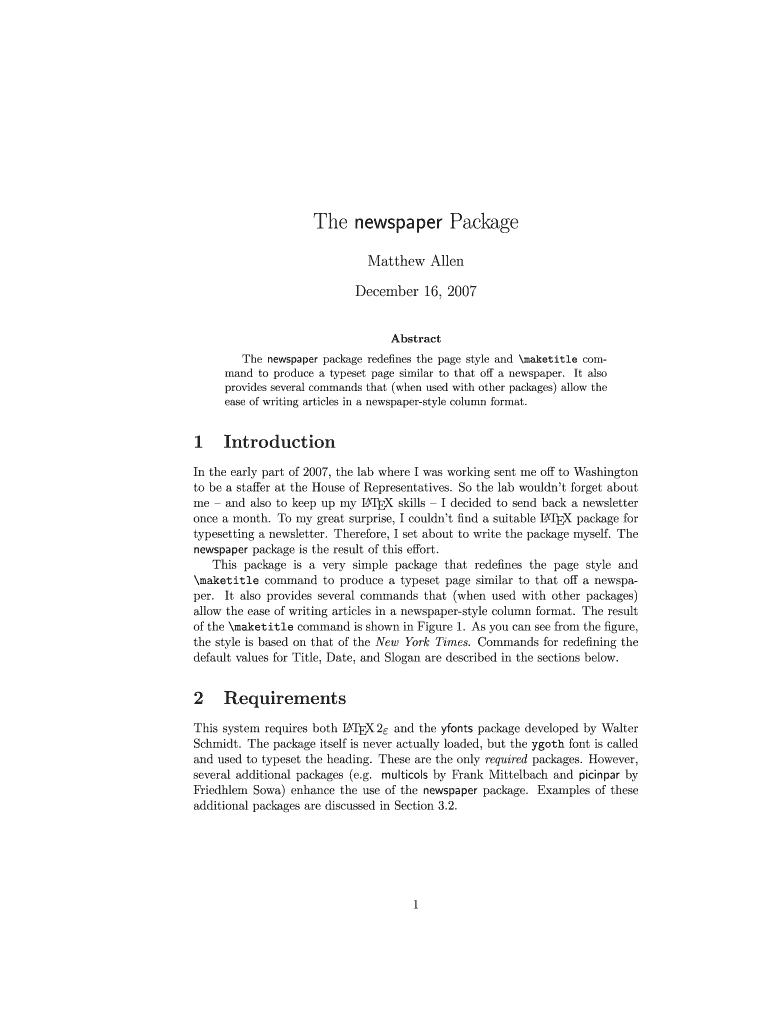 Fillable Online The newspaper Package Fax Email Print - pdfFiller