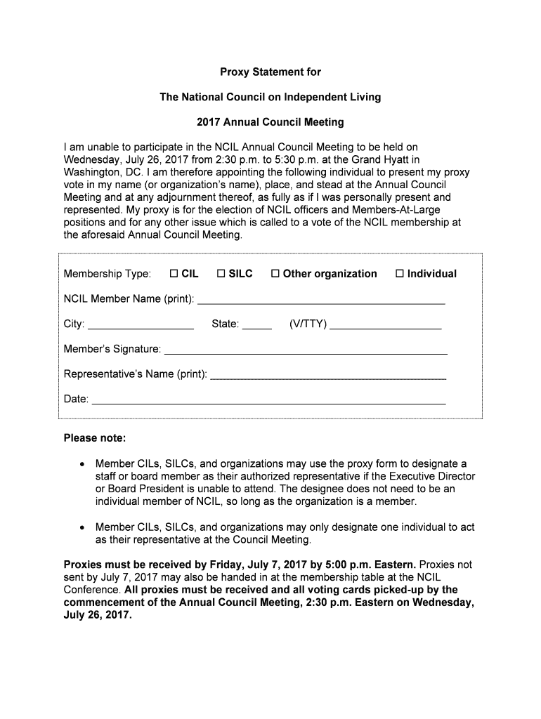 Fillable Online Proxy Statement for Fax Email Print - pdfFiller