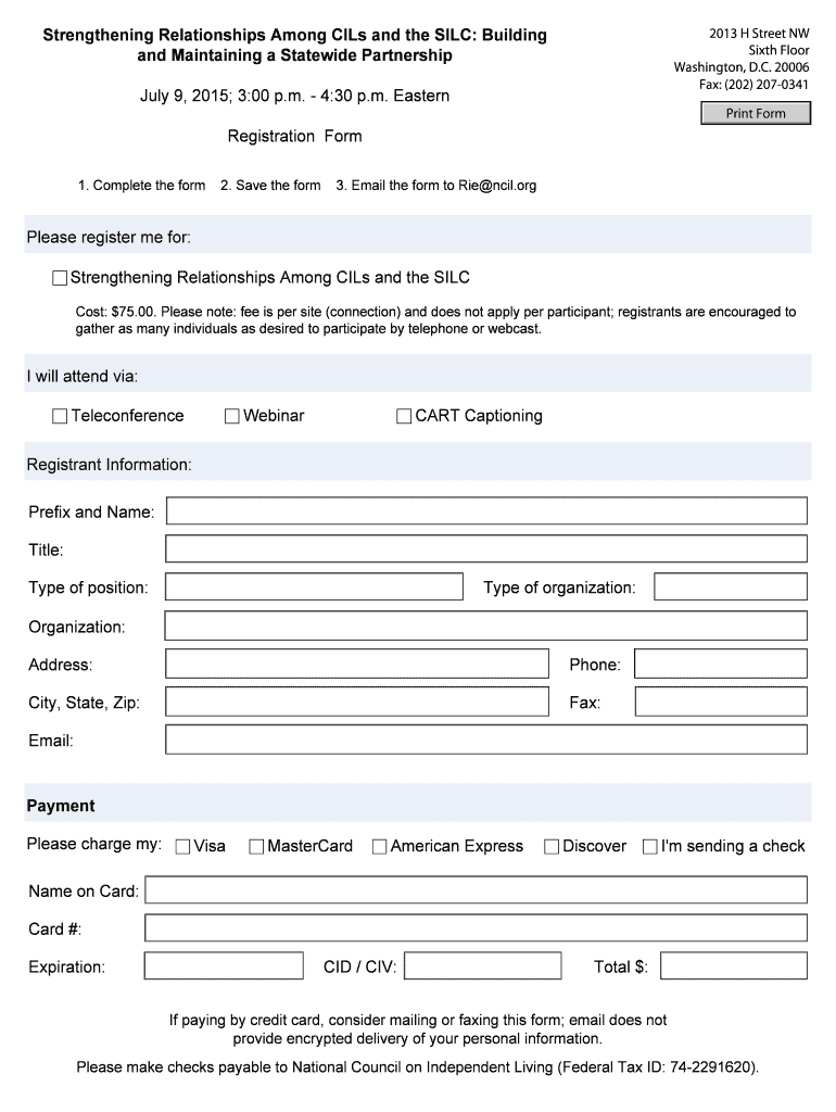 Fillable Online Strengthening Relationships Among CILs and the SILC ...