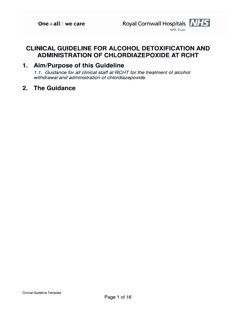Fillable Online CLINICAL GUIDELINE FOR ALCOHOL DETOXIFICATION AND Fax ...