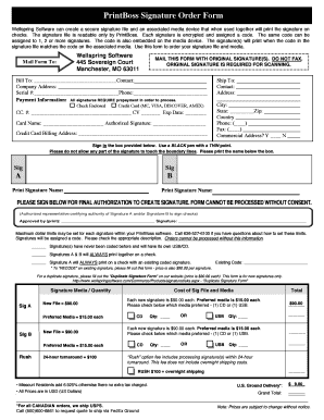 Fillable Online PrintBoss Signature Order Form Fax Email Print - pdfFiller