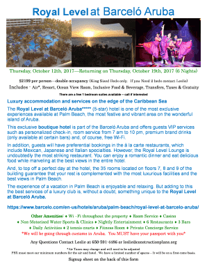 Fillable Online Royal Level at Barcel Aruba Fax Email Print - pdfFiller