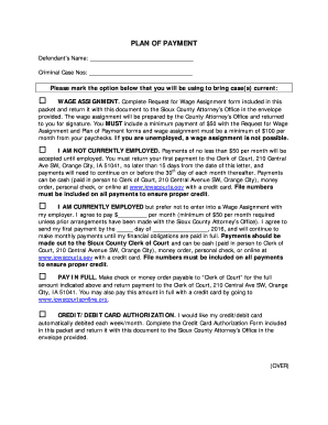 Fillable Online PLAN OF PAYMENT Fax Email Print - pdfFiller