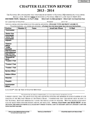 Fillable Online CHAPTER ELECTION REPORT Fax Email Print - pdfFiller