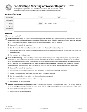Fillable Online Pre-Dev/App Meeting or Waiver Request Fax Email Print - pdfFiller