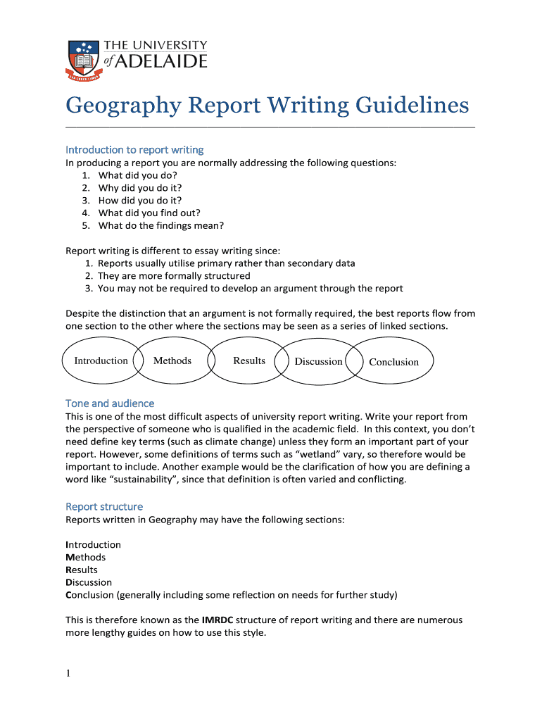 Fillable Online Geography Report Writing Guidelines Fax Email Print - pdfFiller