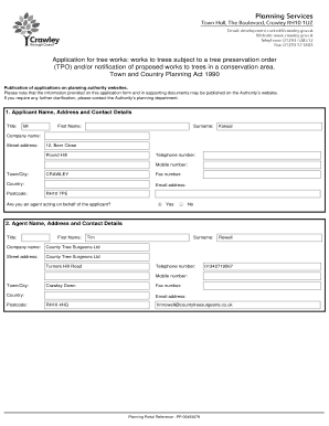 Fillable Online Application for tree works: works to trees subject to a ...