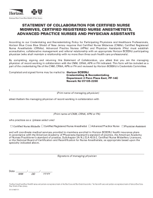Fillable Online STATEMENT OF COLLABORATION FOR CERTIFIED NURSE Fax ...