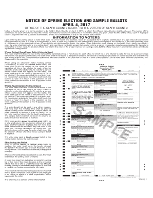 Fillable Online NOTICE OF SPRING ELECTION AND SAMPLE BALLOTS Fax Email ...