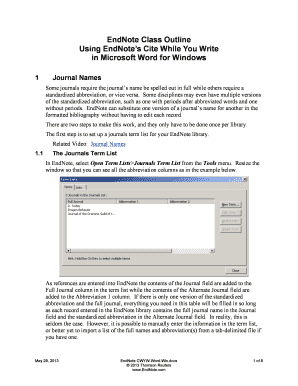 Fillable Online EndNote Class Outline Fax Email Print - pdfFiller