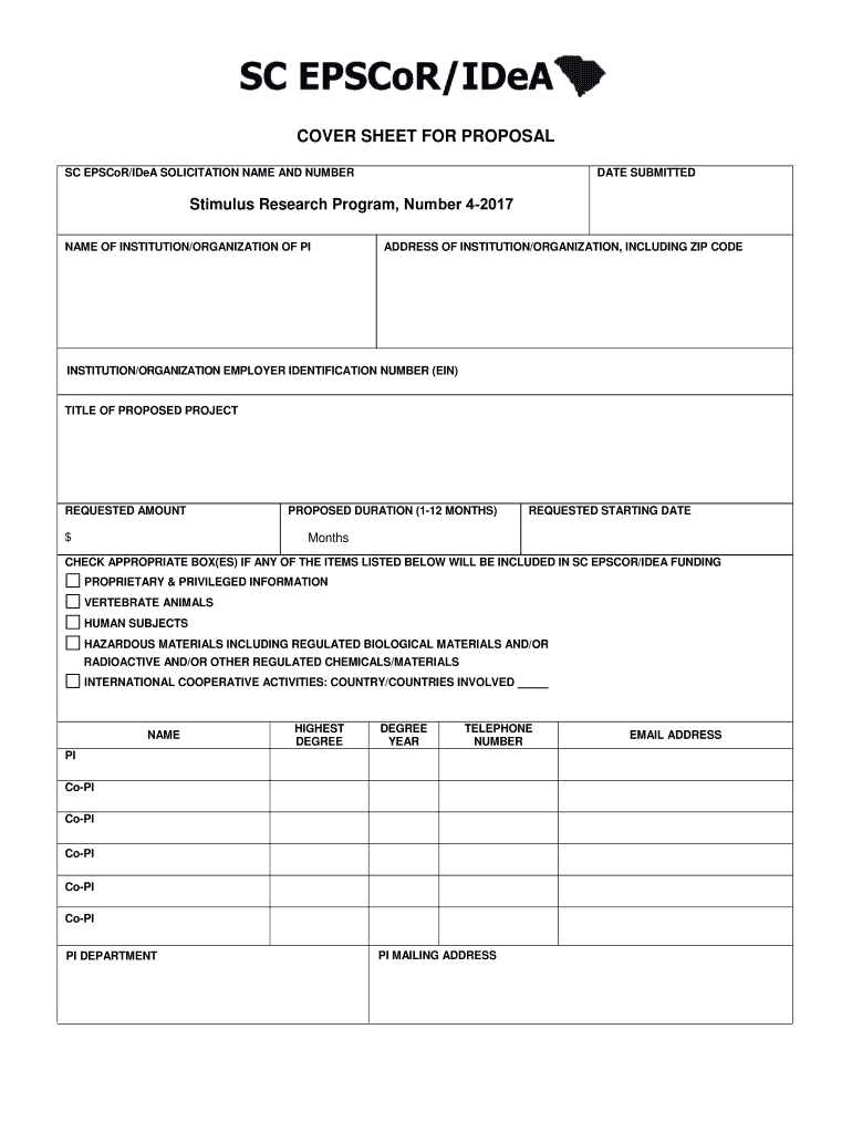 Fillable Online COVER SHEET FOR PROPOSAL Fax Email Print - pdfFiller
