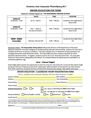 Fillable Online Classroom Training Program by: THE RESPONSIBLE DRIVING ...