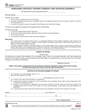 Fillable Online PURCHASE CONTRACT DOWER CONSENT AND ACKNOWLEDGMENT Fax ...
