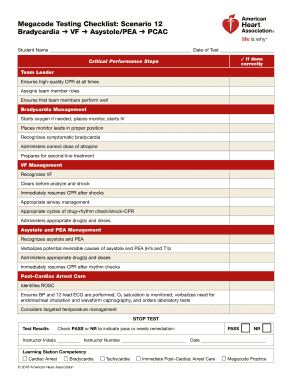 Fillable Online Megacode Testing Checklist: Scenario 12 Fax Email Print ...