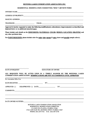 Fillable Online RESIDENTIAL MODIFICATION COMMITTEE (RMC) REVIEW FORM ...