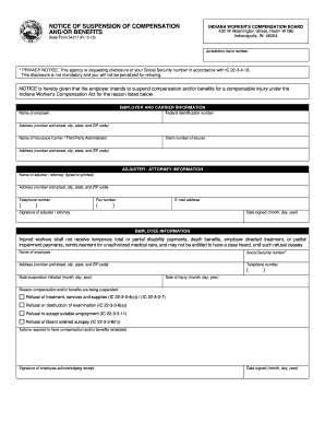 Fillable Online NOTICE OF SUSPENSION OF COMPENSATION Fax Email Print ...