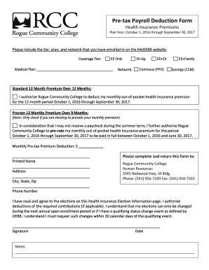 Fillable Online Pre-tax Payroll Deduction Form Fax Email Print - pdfFiller