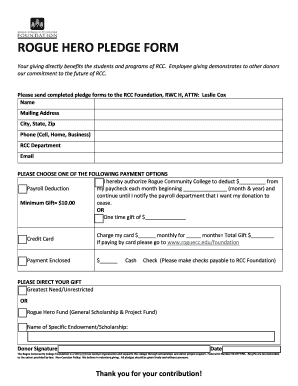 Fillable Online ROGUE HERO PLEDGE FORM Fax Email Print - pdfFiller