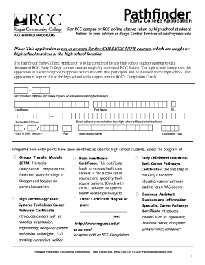 Fillable Online For RCC campus or RCC online classes taken by high ...