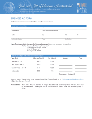 Fillable Online Use this form to reserve ad space in the 2016 ...