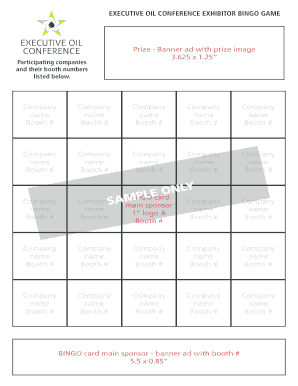 Fillable Online EXECUTIVE OIL CONFERENCE EXHIBITOR BINGO GAME Fax Email ...