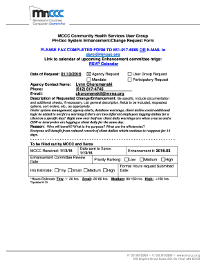 Fillable Online calendar mnccc PH-Doc System Enhancement/Change Request ...