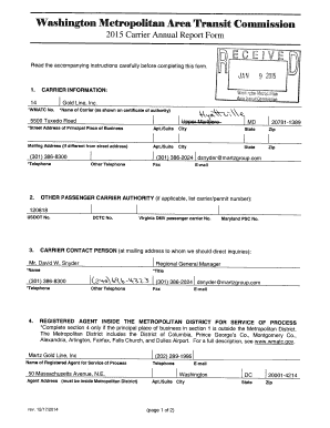 Fillable Online Application Form - the Washington Metropolitan Area ...