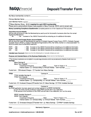 Fillable Online Deposit/Transfer Form Fax Email Print - pdfFiller