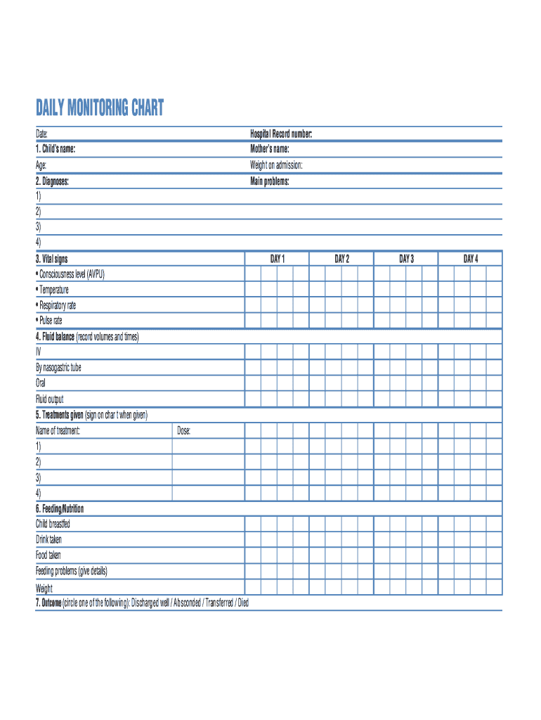 Fillable Online DAILY MONITORING CHART Fax Email Print - pdfFiller