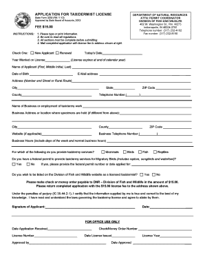 Fillable Online APPLICATION FOR TAXIDERMIST LICENSE Fax Email Print ...