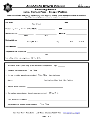 Fillable Online Initial Contact Form Trooper Position Fax Email Print ...