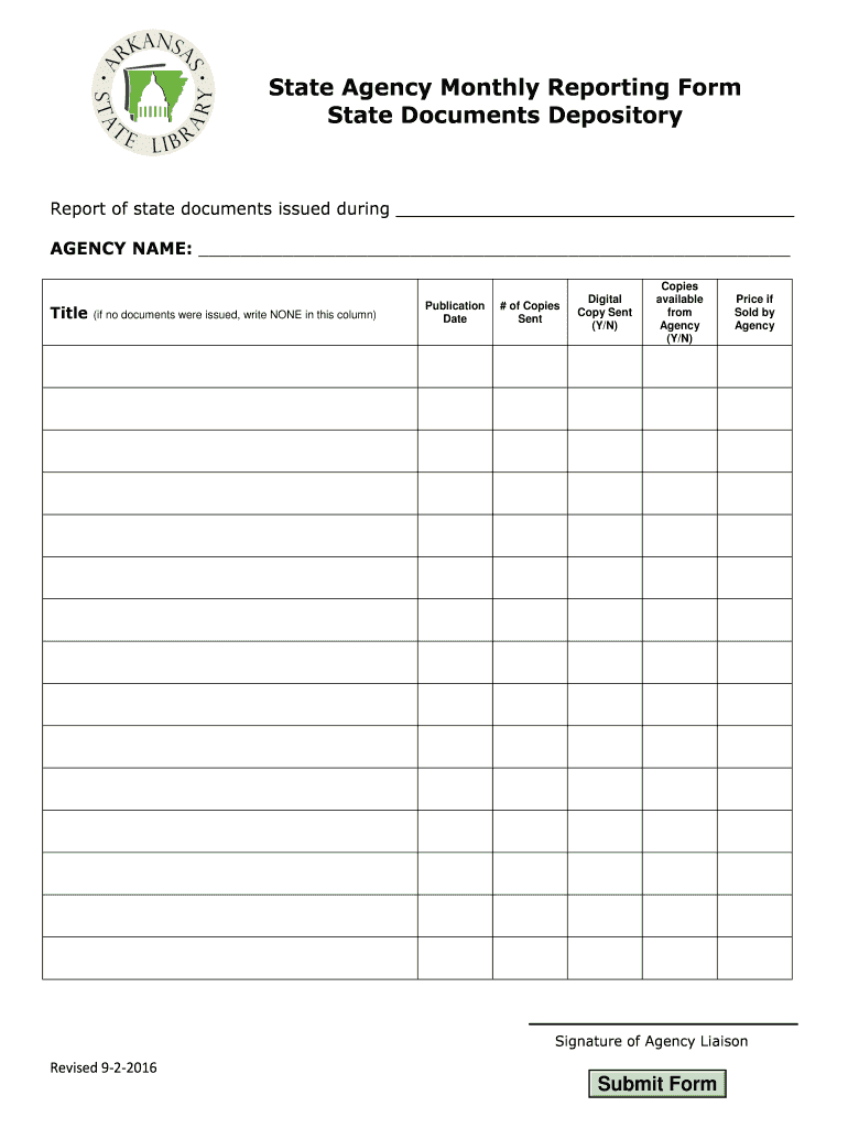 Fillable Online State Agency Monthly Reporting Form Fax Email Print ...
