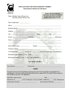 Fillable Online APPLICATION FOR PHOTOGRAPHY PERMIT Fax Email Print ...