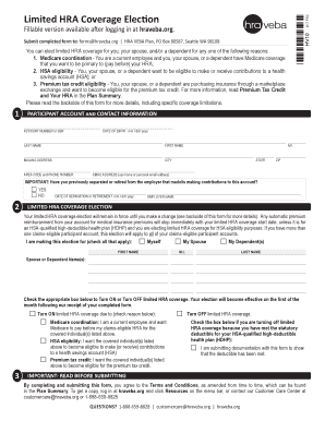 Fillable Online Limited HRA Coverage Election Fax Email Print - pdfFiller