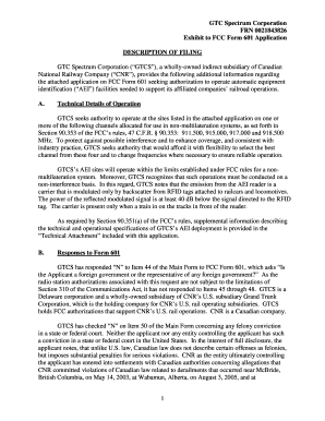 Fillable Online Exhibit to FCC Form 601 Application Fax Email Print ...