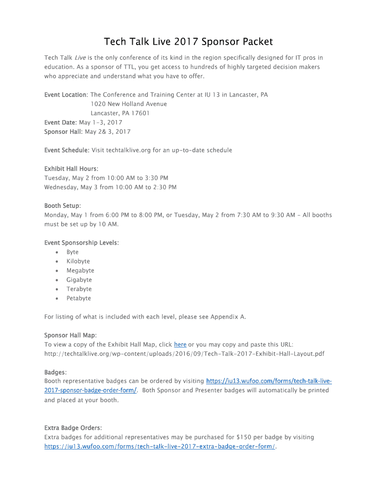 Fillable Online Tech Talk Live is the only conference of its kind in ...