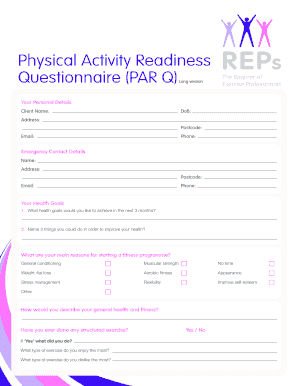 Fillable Online Questionnaire (PAR Q) Fax Email Print - pdfFiller
