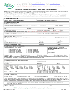 Fillable Online ELECTRICAL OPERATING PERMIT TEMPORARY ENTERTAINMENT Fax ...