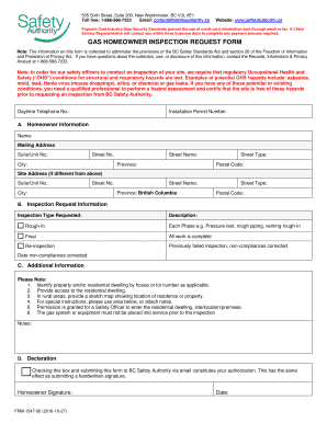 Fillable Online GAS HOMEOWNER INSPECTION REQUEST FORM Fax Email Print - pdfFiller