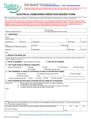 Fillable Online ELECTRICAL HOMEOWNER INSPECTION REQUEST FORM Fax Email Print - pdfFiller