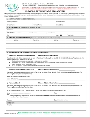 Fillable Online ELEVATING DEVICES STATUS DECLARATION Fax Email Print ...