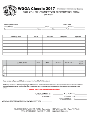 Fillable Online ELITE ATHLETE COMPETITION REGISTRATION FORM Fax Email ...