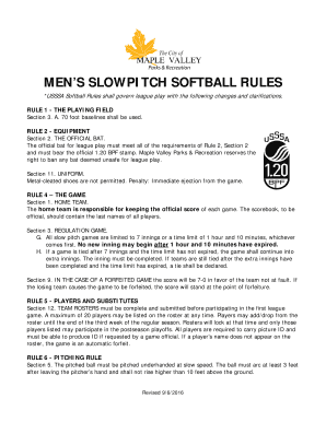 Fillable Online MENS SLOWPITCH SOFTBALL RULES Fax Email Print - pdfFiller