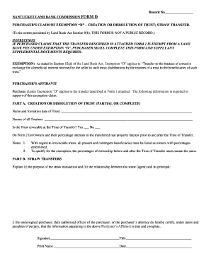 Fillable Online PURCHASERS CLAIM OF EXEMPTION D CREATION OR DISSOLUTION ...