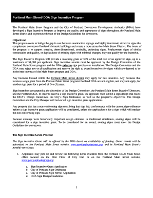 Fillable Online Portland Main Street/ DDA Sign Incentive Program Fax ...
