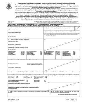 Fillable Online / Health Certificate / Certificat de salubrit ...