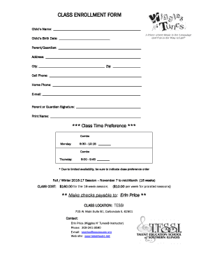 Fillable Online CLASS ENROLLMENT FORM Fax Email Print - pdfFiller