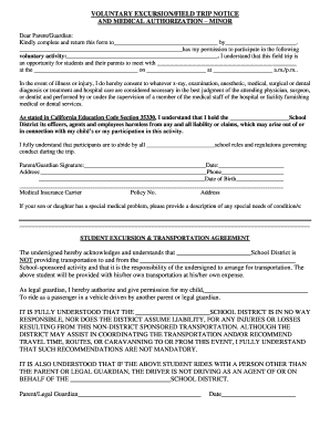 Fillable Online VOLUNTARY EXCURSION/FIELD TRIP NOTICE Fax Email Print ...