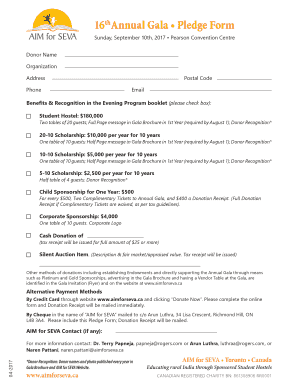 Fillable Online 16thAnnual Gala Pledge Form Fax Email Print - pdfFiller