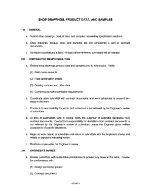 Fillable Online SHOP DRAWINGS, PRODUCT DATA, AND SAMPLES Fax Email ...